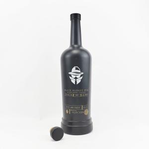 Quality Glass Collar Matte Black Empty Vodka Gin Bottle with Stopper 500ml 700ml 750ml for sale