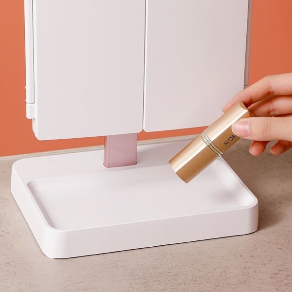 Quality Trifold vanity Lighted Magnifying Makeup Mirror Cosmetic ABS Plastic for sale