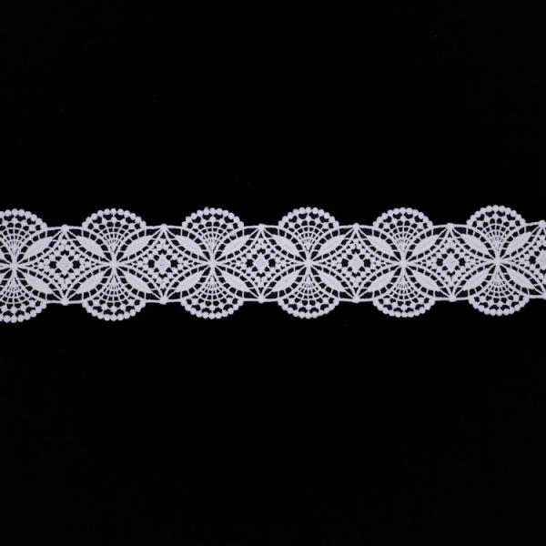 Quality Guipure Polyester 6.2cm White Embroidered Lace Trimmings for sale