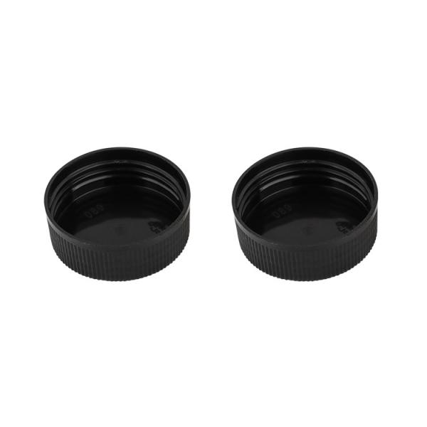 Quality 32/400 Plastic Screw On Cap Ribbed Black Screw Caps Customizable for sale