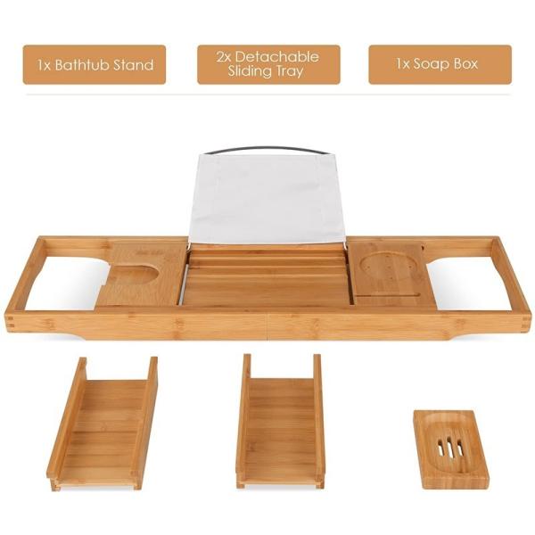 Quality Expandable Bamboo Bathtub Caddy Tray Customized 108.5x22.5x4.5cm for sale