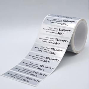 Quality 60um 1mil Tamper Proof Seal Security Sticker Silver Matte Semi Transfer Tamper for sale