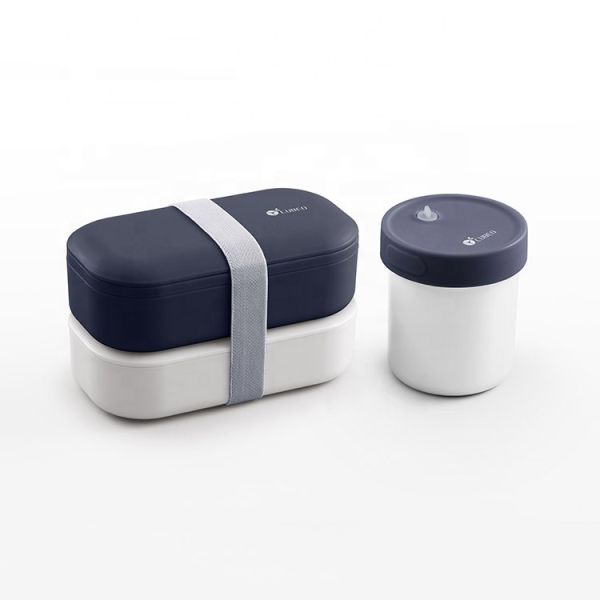 Quality 378g Stackable 2 Tier Custom BPA Free Leakproof Kids Bento Lunch Box Set with for sale