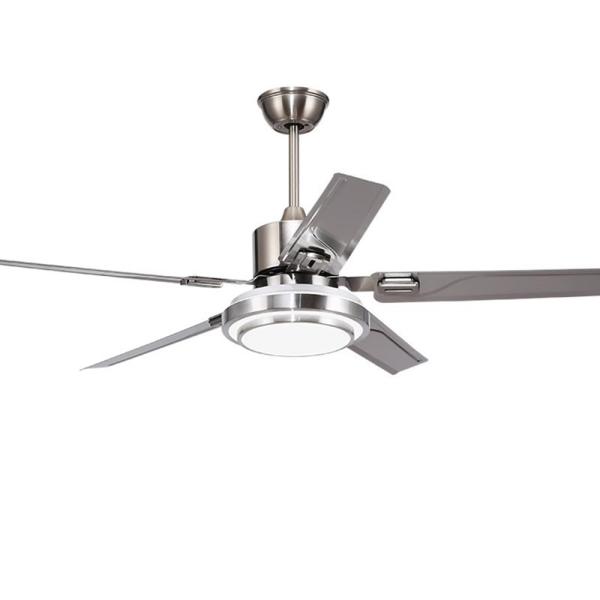 Quality Wholesale factory Wooden Ceiling Fan Light Fixtures Remote LED 52 Brushed Nickel Bedroom Living Room for sale