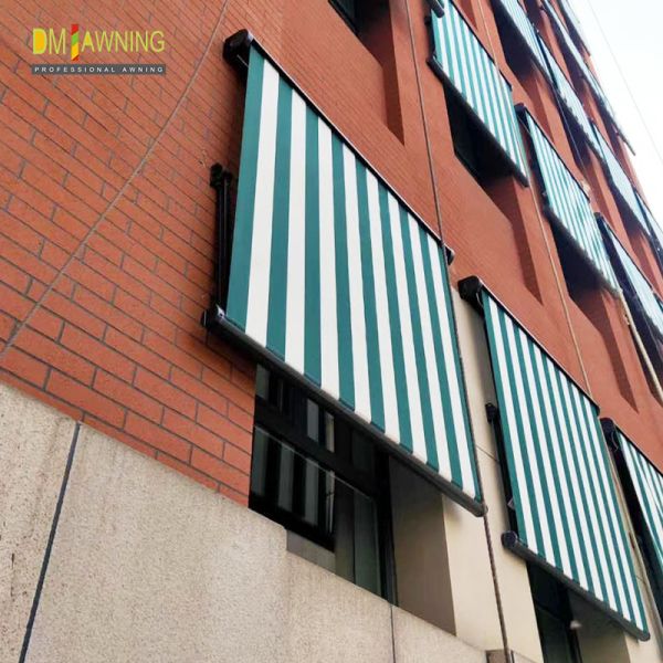 Quality Aluminum Drop Arm Electric Retractable Window Awnings Remote Control for sale