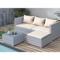 Quality AJUNION Wicker Rattan Garden Sofa Outdoor Lounge Set 4 Piece with Y Mail Packing for sale