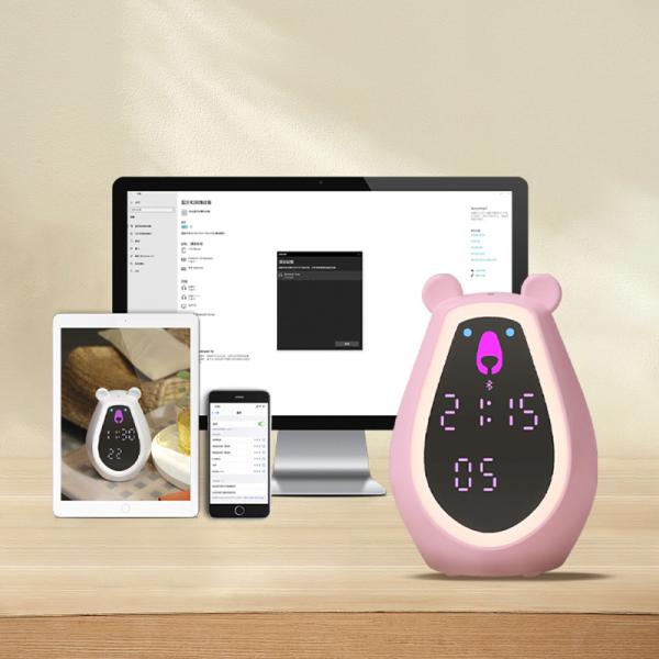 Quality Cute Cartoon Bear Smart Clock Lamp Mute Bedside USB Night Light With For for sale