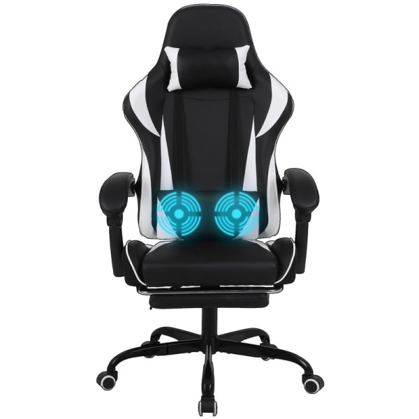 Quality Iron High Back Racing Style Ergonomic Gaming Chair with Lumbar Support and Footrest for sale