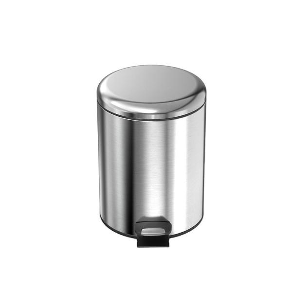 Quality Round Stainless Steel Foot Pedal Trash Can With Quiet Close Lid for sale