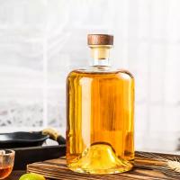 Quality Custom Color 750ml Transparent Round Wide Mouth Glass Liquor Bottle for Wine for sale