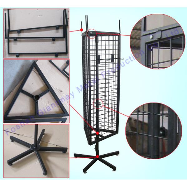 Quality 3 Sided Metal Shelf Revolving Stand Wire Rotating Display Rack for sale