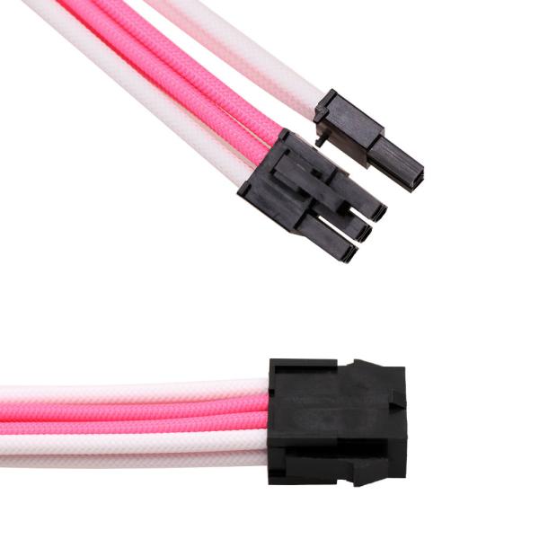 Quality Power Supply braided Sleeved extension cable kit psu cable kit white&pink 18awg for sale