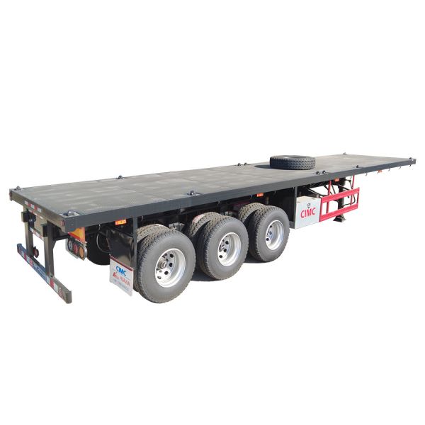 Quality Leaf Spring Suspension 40ft Straight Beam Container Transportation Semi-Trailer with 12 Twist Locks for sale