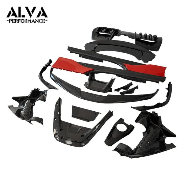 Quality 2019 Ferrari SF90 OEM Type Dry Carbon Fiber Body Kits Front Lip Side Skirts Rear Diffuser Rear Spoiler Rear Wing Package for sale
