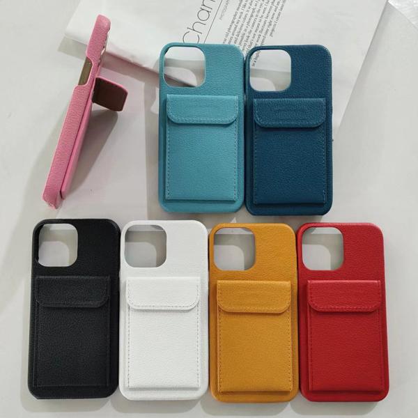 Quality Handcrafted Leather Card Holder Phone Case with Shockproof Feature and Luxury for sale