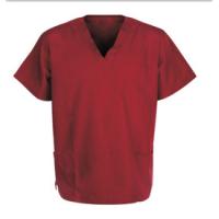 Quality 155 GSM Dull Red V Neck Short Sleeve Dull Red Medical Uniform Scrubs Antimicrobi for sale