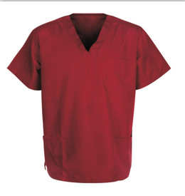 Quality 155 GSM Dull Red V Neck Short Sleeve Dull Red Medical Uniform Scrubs Antimicrobi for sale