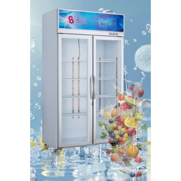 Quality Energy Saving Commercial Display Refrigerator 584L Double Door Display Fridge for sale