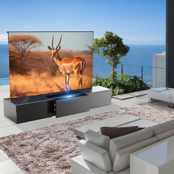 Quality Telescopic TV Cabinet Black Modern Laser TV Cabinet Luxury Living Room Furniture Motorized TV Cabinet for sale