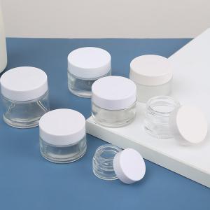 Quality Glossy Matte Round Shaped Cosmetic Glass Cream Jars With Lid 5g 10g 15g for sale
