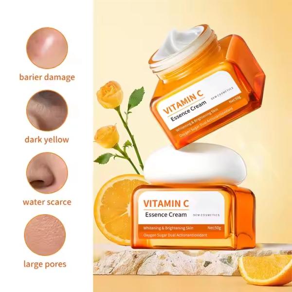 Quality Custom Vegan Organic Vitamin C Face Cream 50g Whitening & Dark Spot Removal, ODM Cosmetic Factory for sale