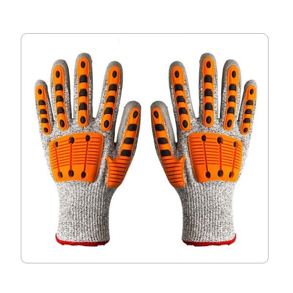 Quality Wood Working HPPE Cut Level 3 Impact Mechanics Gloves With Grey PU Dipping On Palm for sale