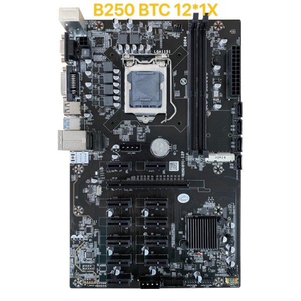 Quality B250 Mining Motherboard BTC 12*1X PC1-E16X LGA 1151 DDR4 SATA3.0 Support for sale