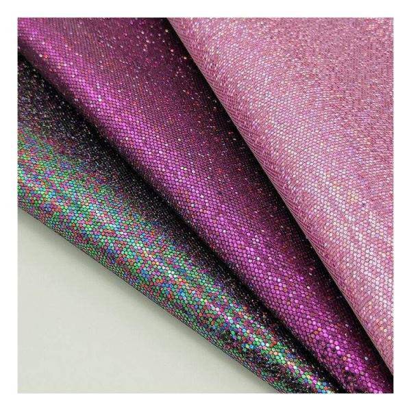 Quality Wholesale Mesh Glitter Fabric Synthetic Artificial Faux Leather Shoes Phone for sale