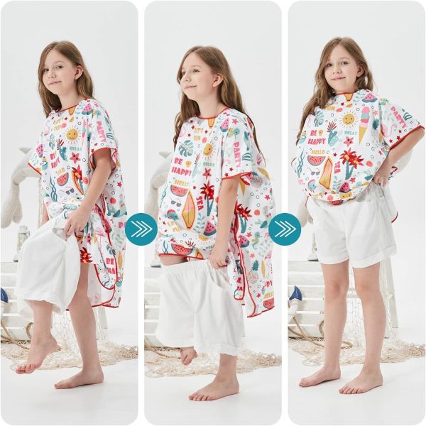 Quality Microfiber Childrens Hooded Beach Towels Womens Beach Poncho for sale