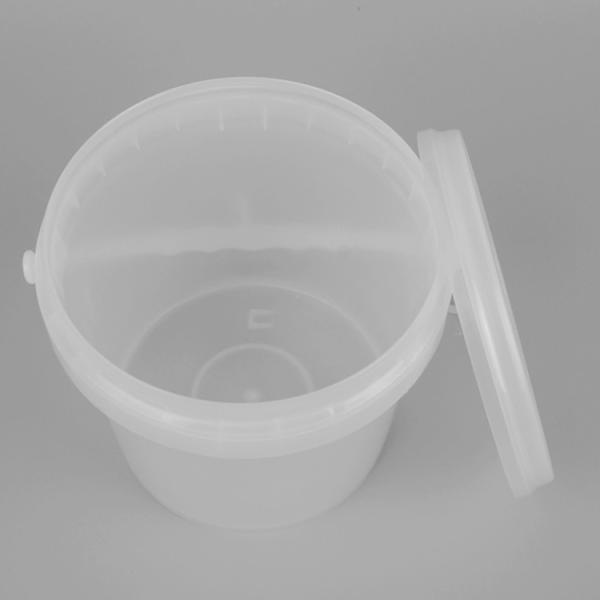 Quality 1L Transparent Plastic Food Bucket with IML Decoration for sale