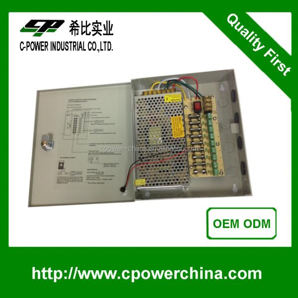 Quality Output Current 10A CCTV Security Camera Power Supply Box Distribution 12V 9CH for sale