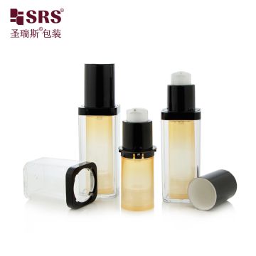Quality Empty PET Replaceable Double Wall Square Shape Custom Color Facial Serum Airless for sale