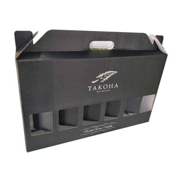 Quality Corrugated Board 6 Pack Bottle Beer Carrier Custom Size Wine Boxes for sale