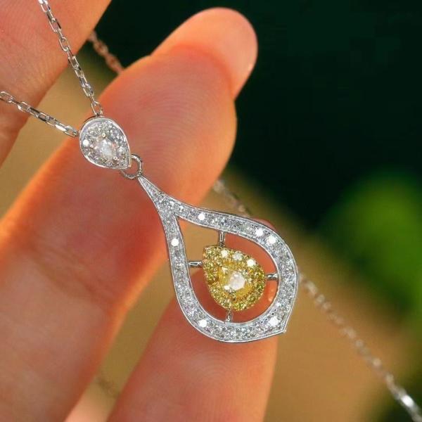 Quality Choker Real Gold Lab Grown Diamond Necklaces Yellow Customization with Yellow Diamond for sale