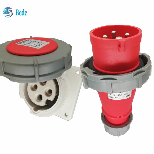 Quality 4 Pins 3P+E 16Amp Industrial Power Outlet and Panel Mounting socket IP67 for sale