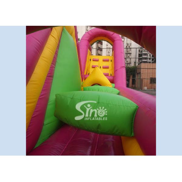 Quality 12m long giant commercial inflatable obstacle course with big slide for kids for sale
