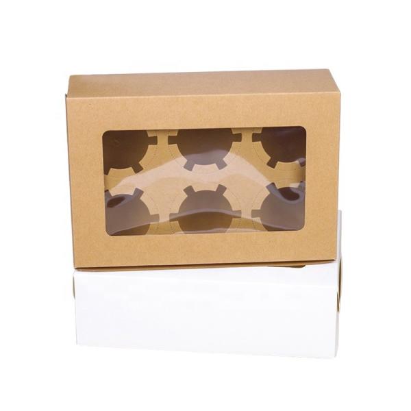 Quality Bakery Custom Cake Box Mini Muffin Cupcake Boxes 6 Holes With Window for sale