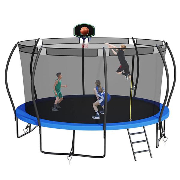 Quality Adult Children Kids Basketball Hoop Set Trampoline with Protective Net and Logo Option for sale