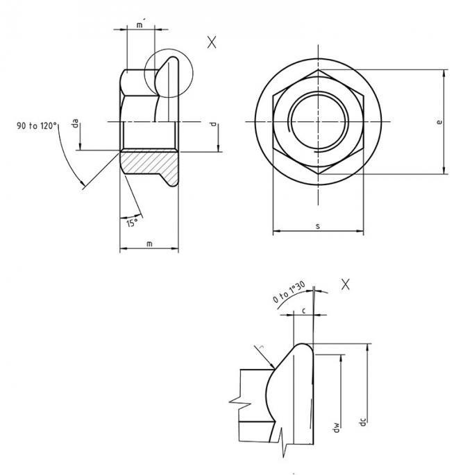 Cold Forging 304 316 DIN6923 M5 To M20 Stainless Steel Nut 0