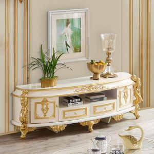 Quality European Classic Style Royal Luxury TV Cabinet Villa Furniture Home Storage for sale