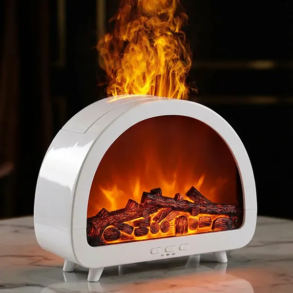 Quality New 200ml Electric Humidifier Fireplace Flame Aromatherapy Diffuser Machine with 12-Color Changing Night Light with Remote for Home Use for sale