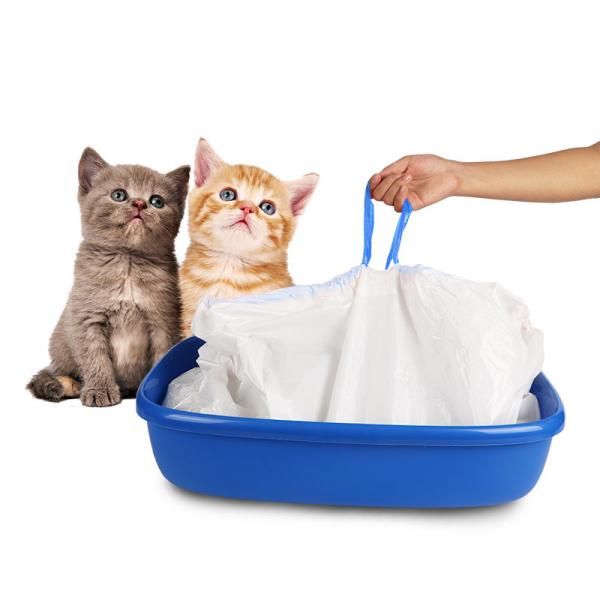Quality Drawstring 50 Micron Thickness LDPE Cat Litter Box Bags for sale