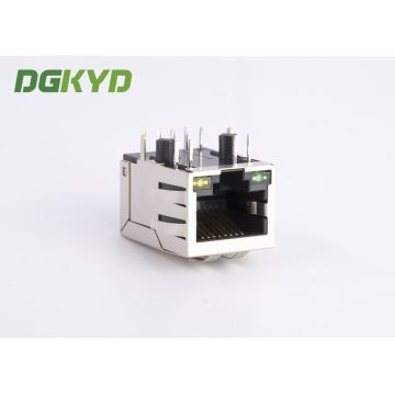 Quality PCB Network RJ45 Modular Jack With Filter , LED Tab Down Side Entry HR911103A for sale