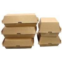 Quality Customized Kraft Paper Burger Box Disposable Food Grade Cardboard Burger for sale