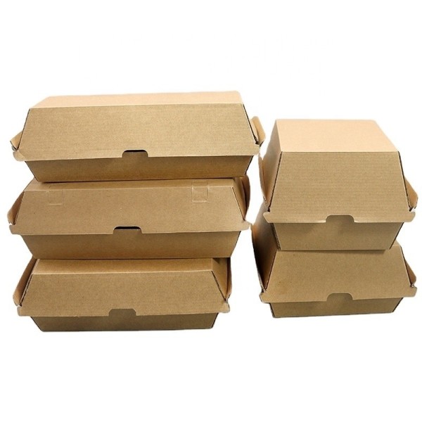 Quality Customized Kraft Paper Burger Box Disposable Food Grade Cardboard Burger Packaging Paper for sale