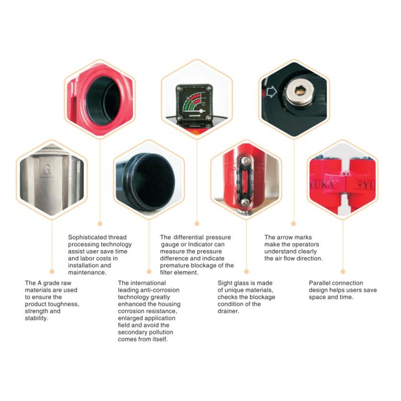 Compressed air filter parts