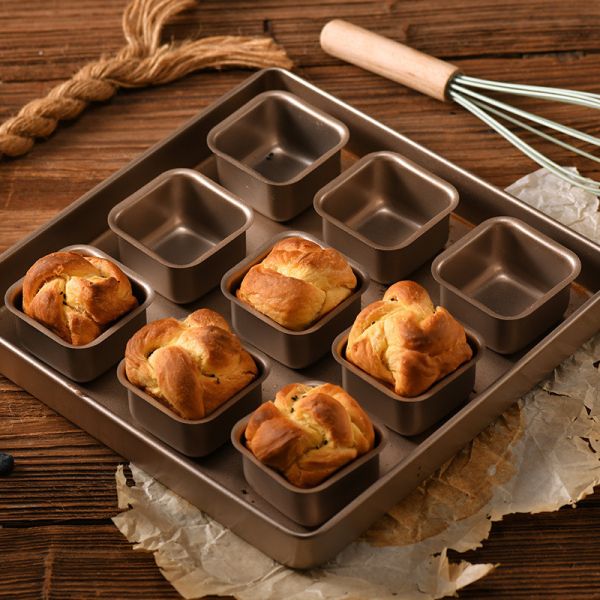 Quality Customized Square Cupcake Mold Mini Non-Stick Small Toast Mold for sale