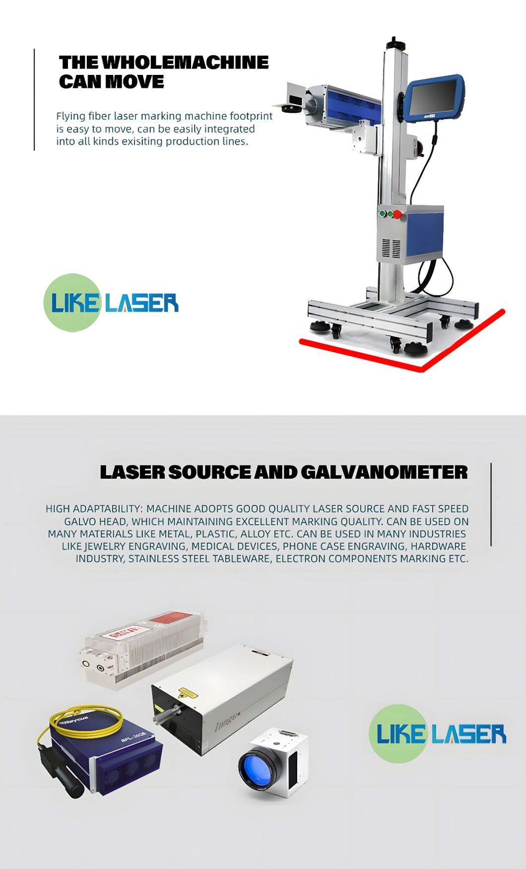 Mass Production High Performance Fiber Online Flying Laser Marking Machine for Tube Wire PVC Laser Printer