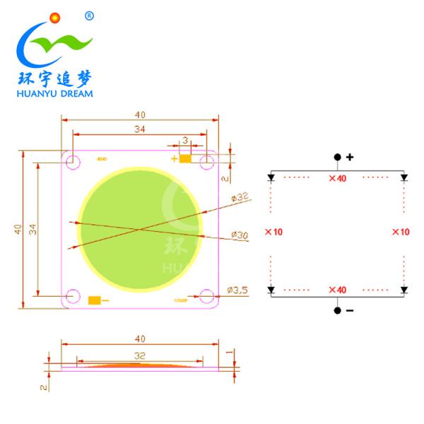 Quality Green 100W LED COB Chip 3350mA 10000K Long Operating Life for sale