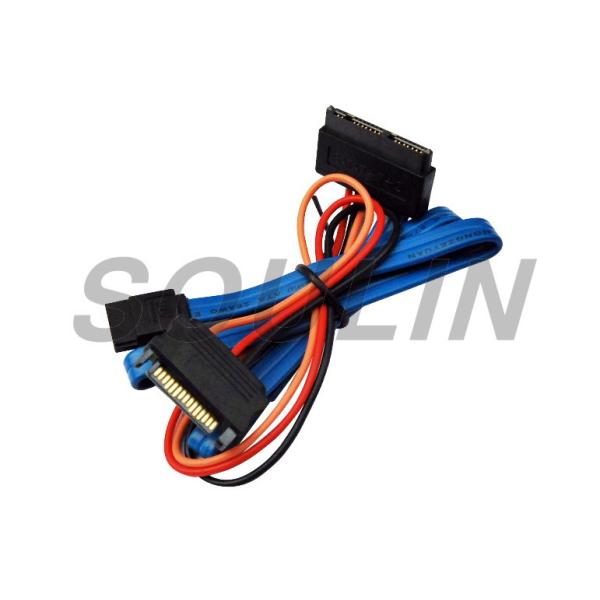 Quality Red Color 7+15pin 22pin SATA Cable Female To SATA Female W/ Molex IDE 4Pin Power for sale